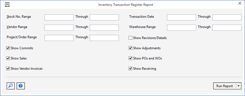 Inventory Transaction Register Report